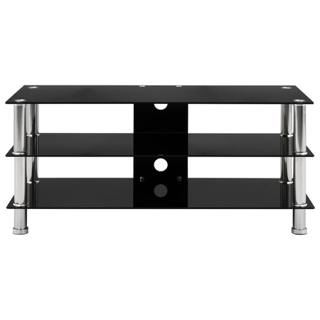 Comoda TV cu 3 rafturi, Sticla securizata, 90x40x40 cm, Negru - eMAG.ro