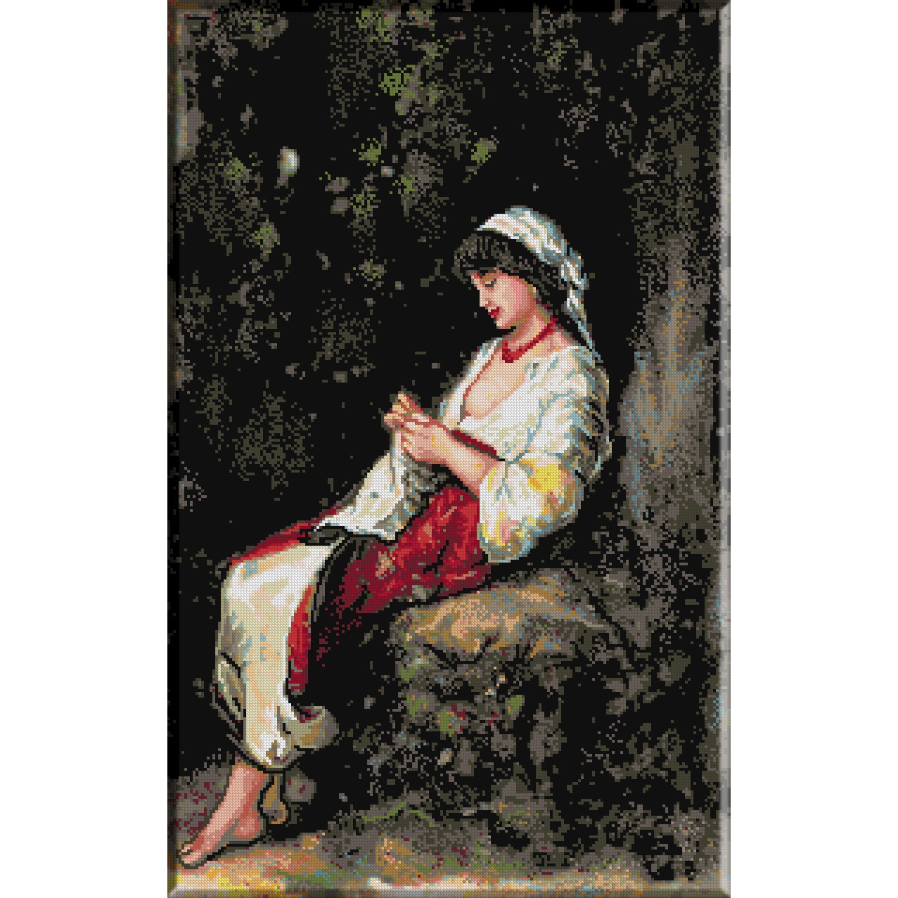 Goblen imprimat cu set ate - N.Grigorescu - Asteptarea, KRIF, panza 10 ...