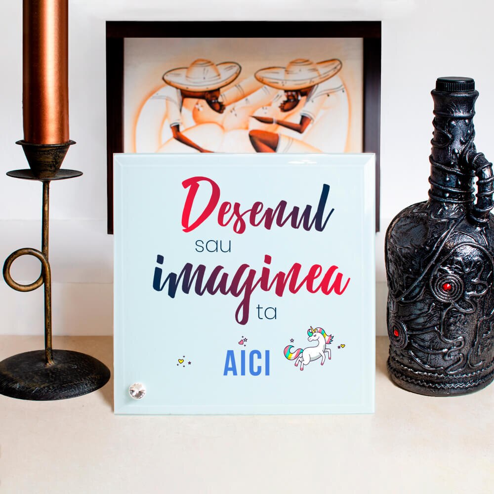 Placa de sticla personalizata cu poza ta, 20 x 20 cm #90, Toto Print ...