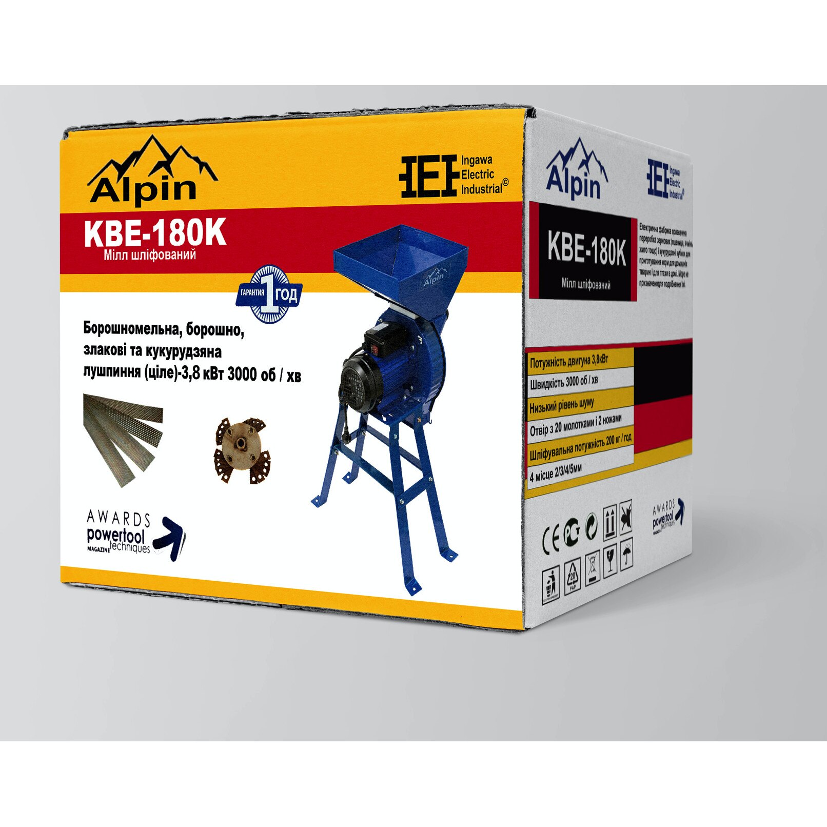 Set Moara ALPIN (2 in 1) 3.8KW, 300kg/ora + Suport Metal, 100%CUPRU, cu ...