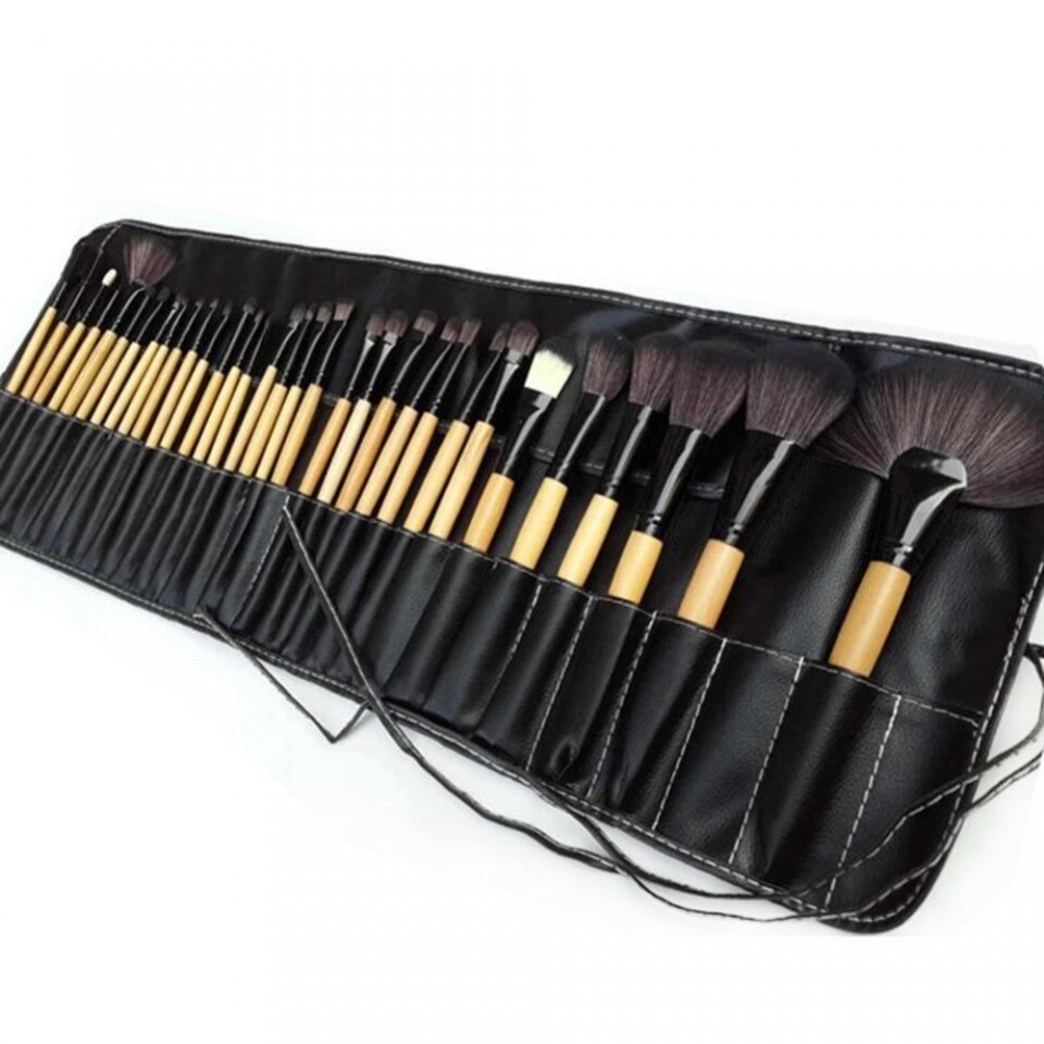 Set 32 pensule profesionale de machiaj Wood - eMAG.ro