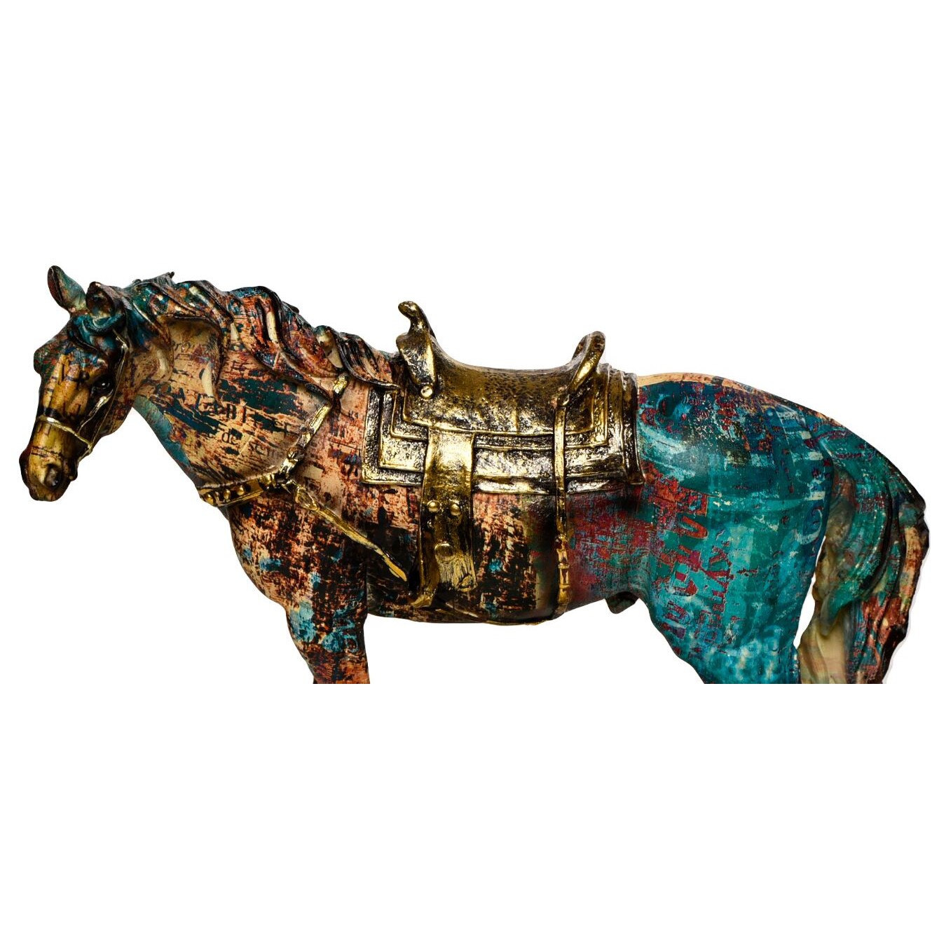 Statueta calul 'colorat', realizata manual din rasina, 26 cm - eMAG.ro