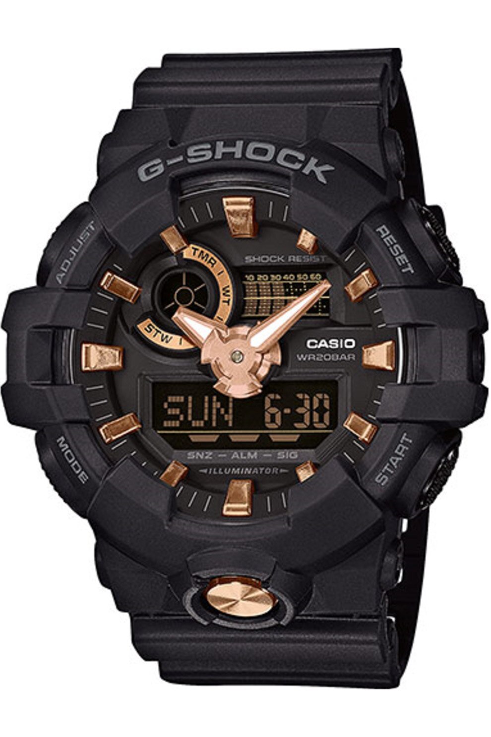 Casio, Ceas analog si digital cu functii multiple, Negru/Auriu - eMAG.ro