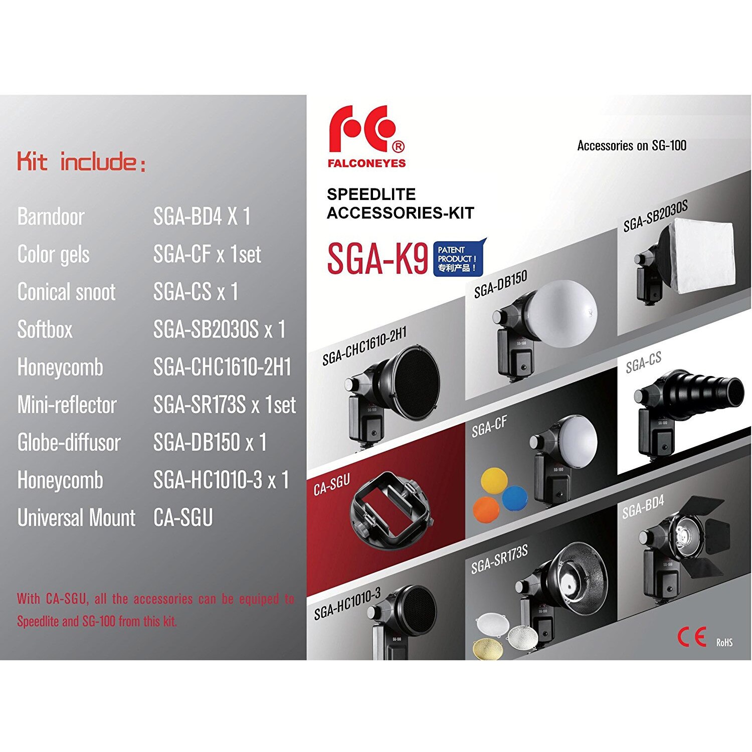 Set strobist universal SGA-K9 Falcon Eyes - eMAG.ro