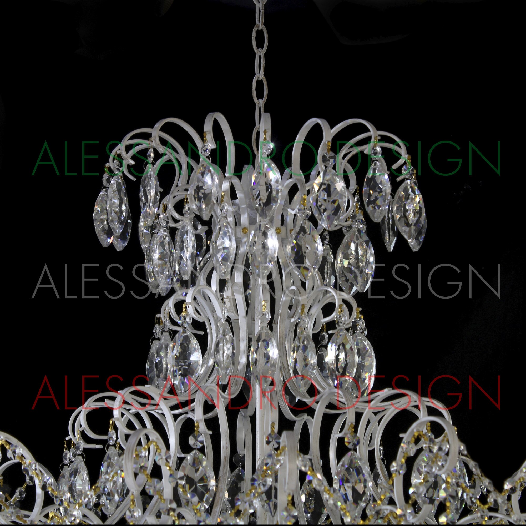 Candelabru ALessandro Design K9 Kristal Alcor White,Cu 8 becuri E27 ...