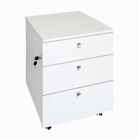 Rollbox cu yala si 3 sertare, inchidere centralizata, pal alb / cant ...