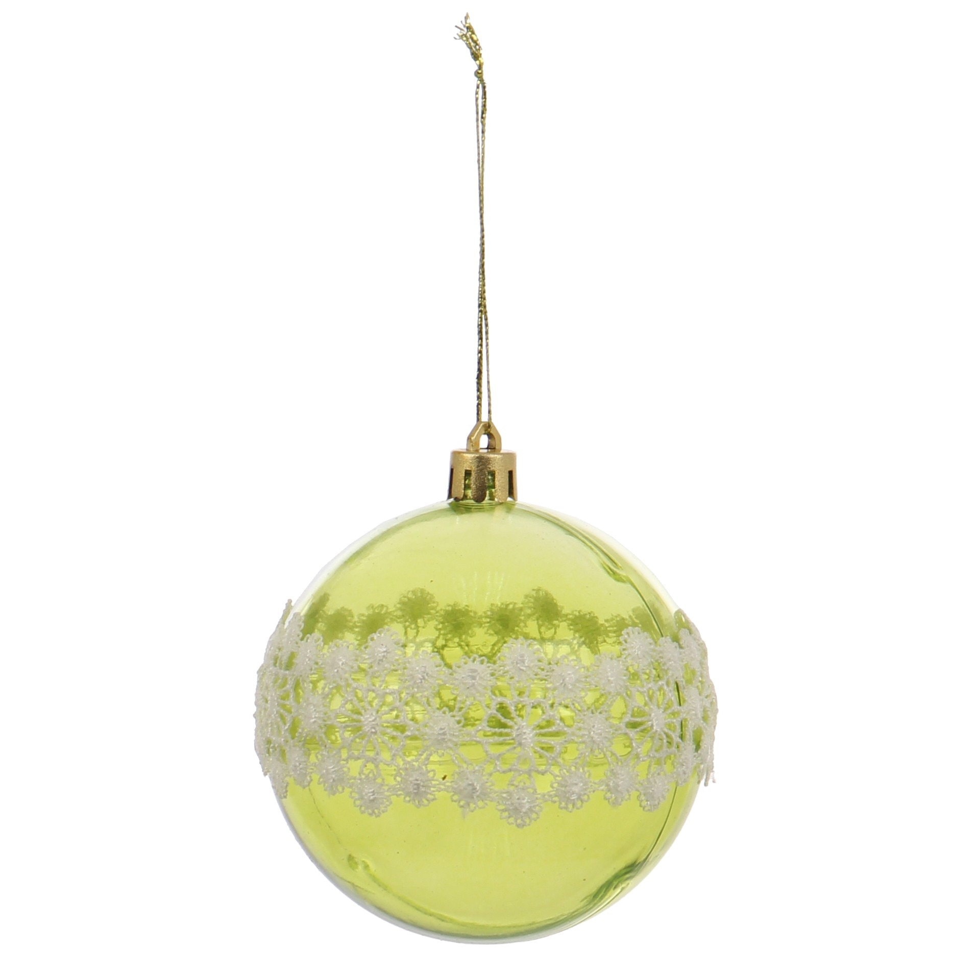 Set 6 globuri Craciun, culoare verde si alb, forma rotunda, D 8 cm ...