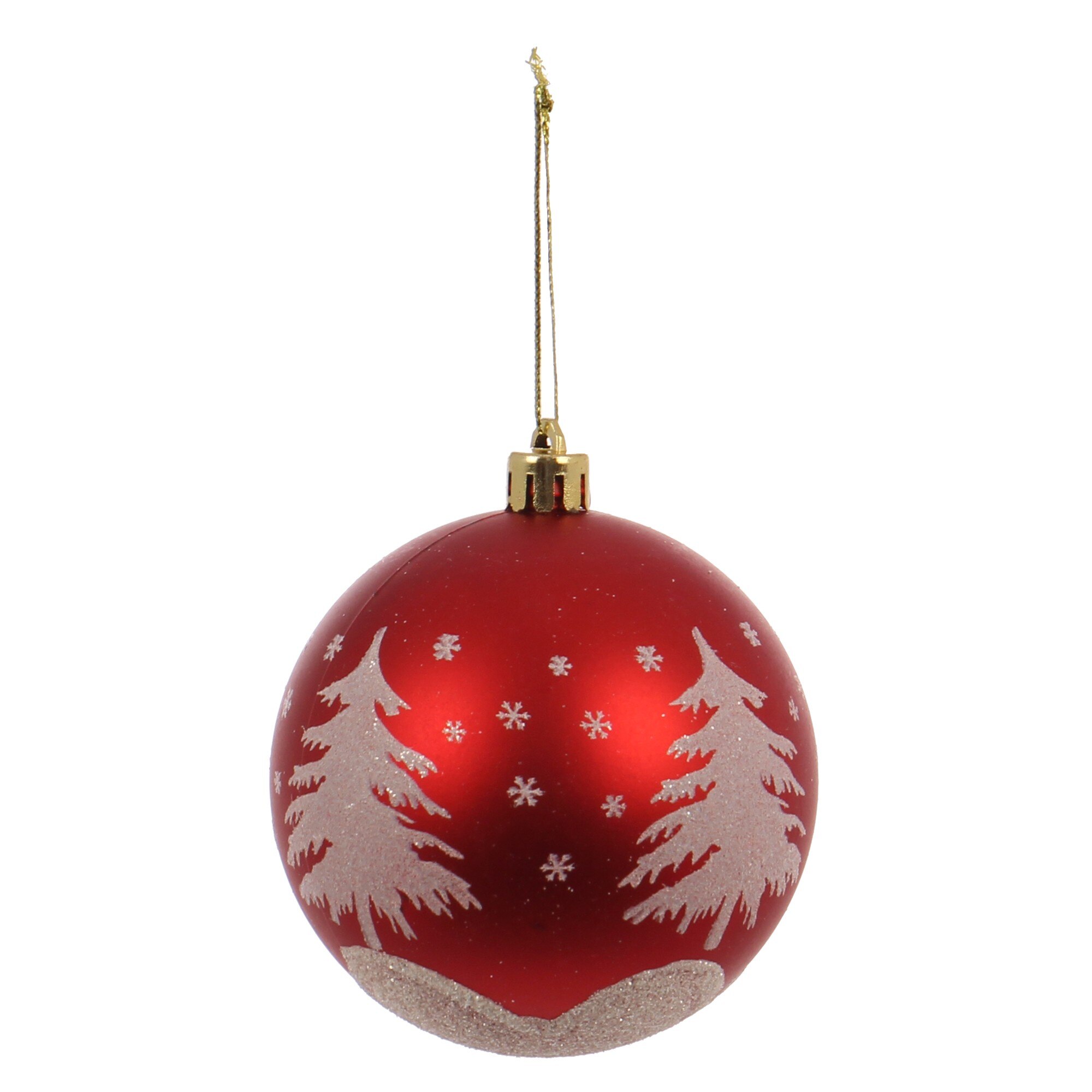 Set 6 globulete de Craciun, model cu bradulet sclipitor, mat/lucios ...