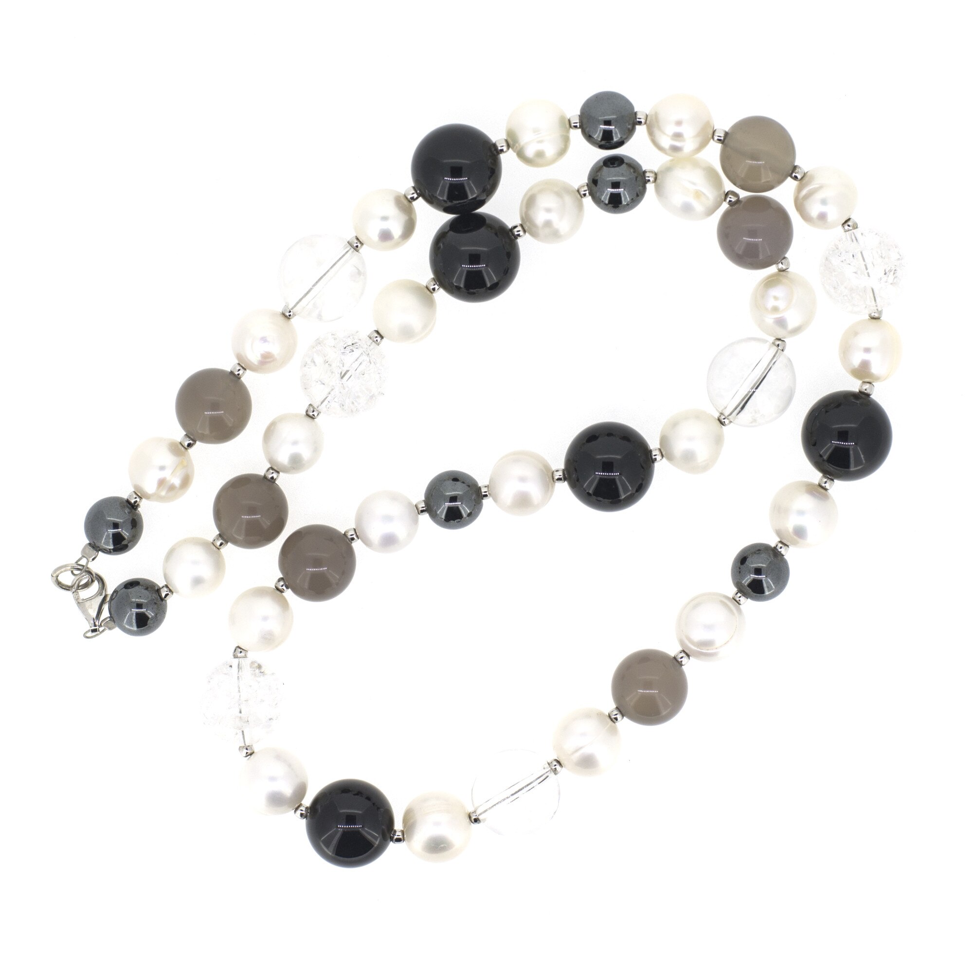 Colier multicolor din diferite pietre semipretioase si argint - eMAG.ro