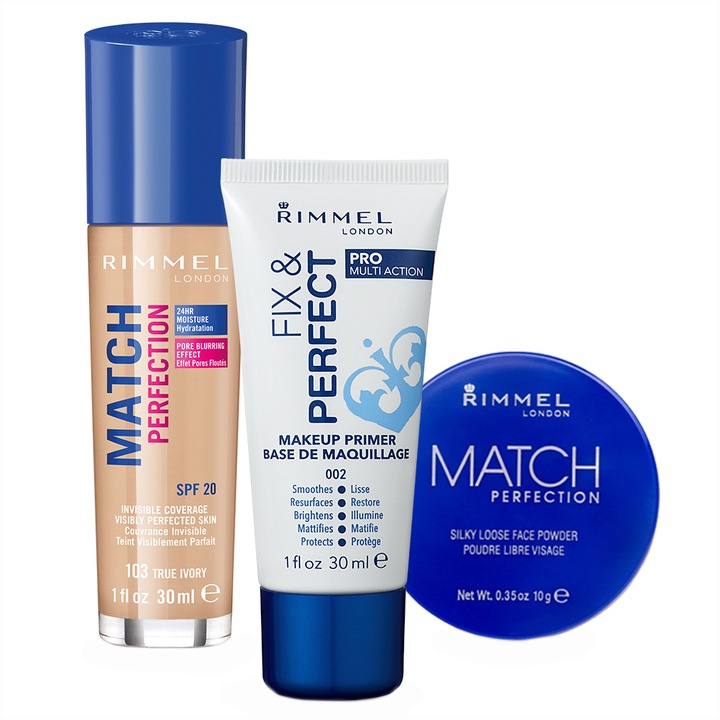 Set Rimmel London: Fond de ten Match Perfection 103 True Ivory SPF20 30 ...