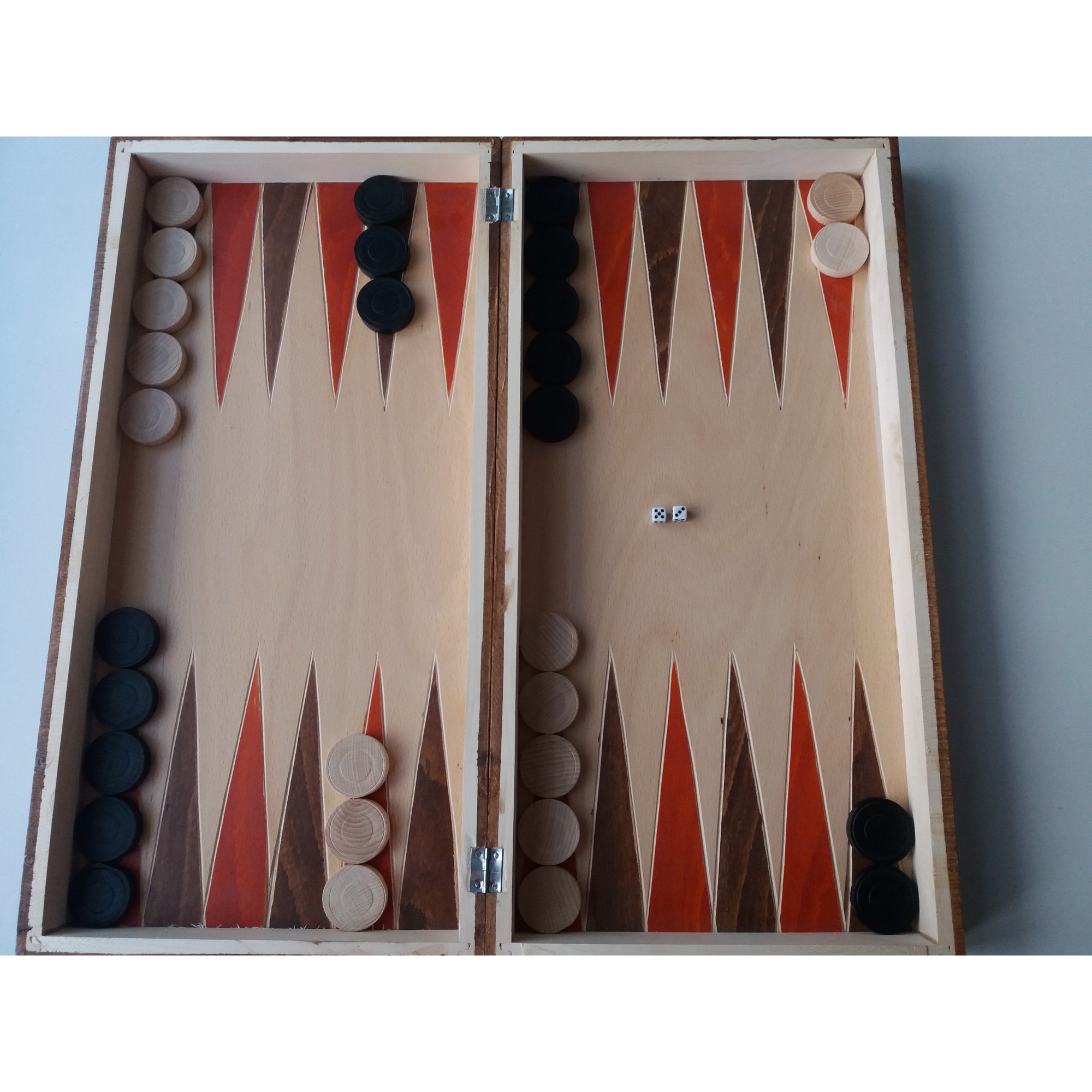 Fa sakk készlet 44x44 cm bükkfa sakk tábla doboz sakkfigura backgammon ...