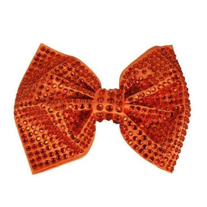 Clama de par cu fundita din satin si pietricele, portocaliu, Vivo - eMAG.ro