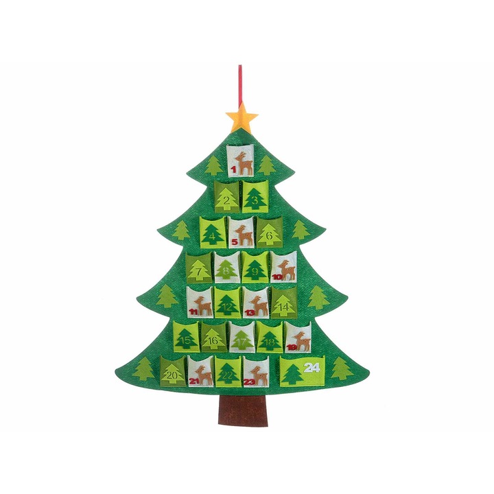 Calendar Advent Craciun model Brad textil cm 65 x 80 H - eMAG.ro