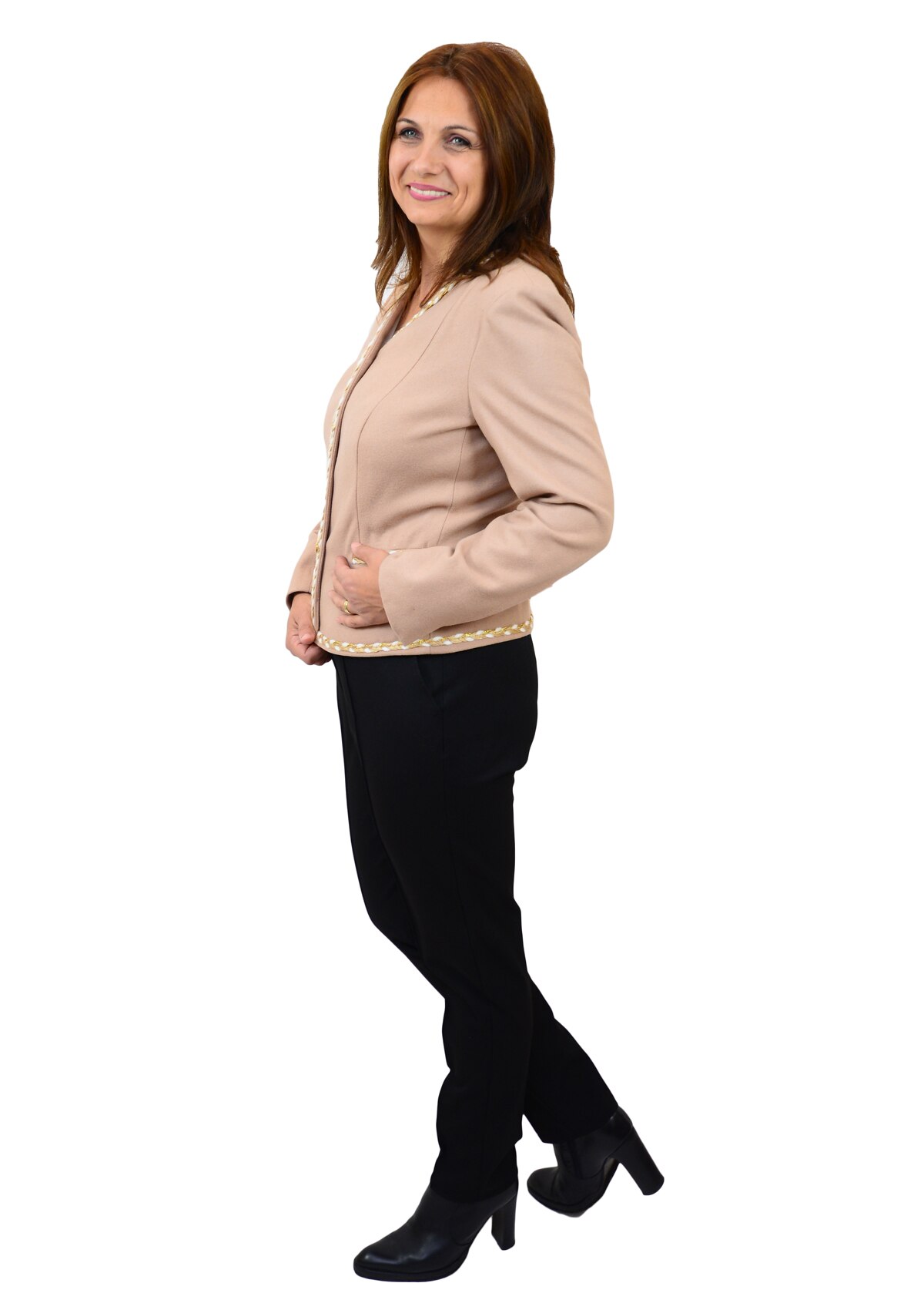 Sacou stofa tip Chanel, Lizzet, crem, 46 EU - eMAG.ro