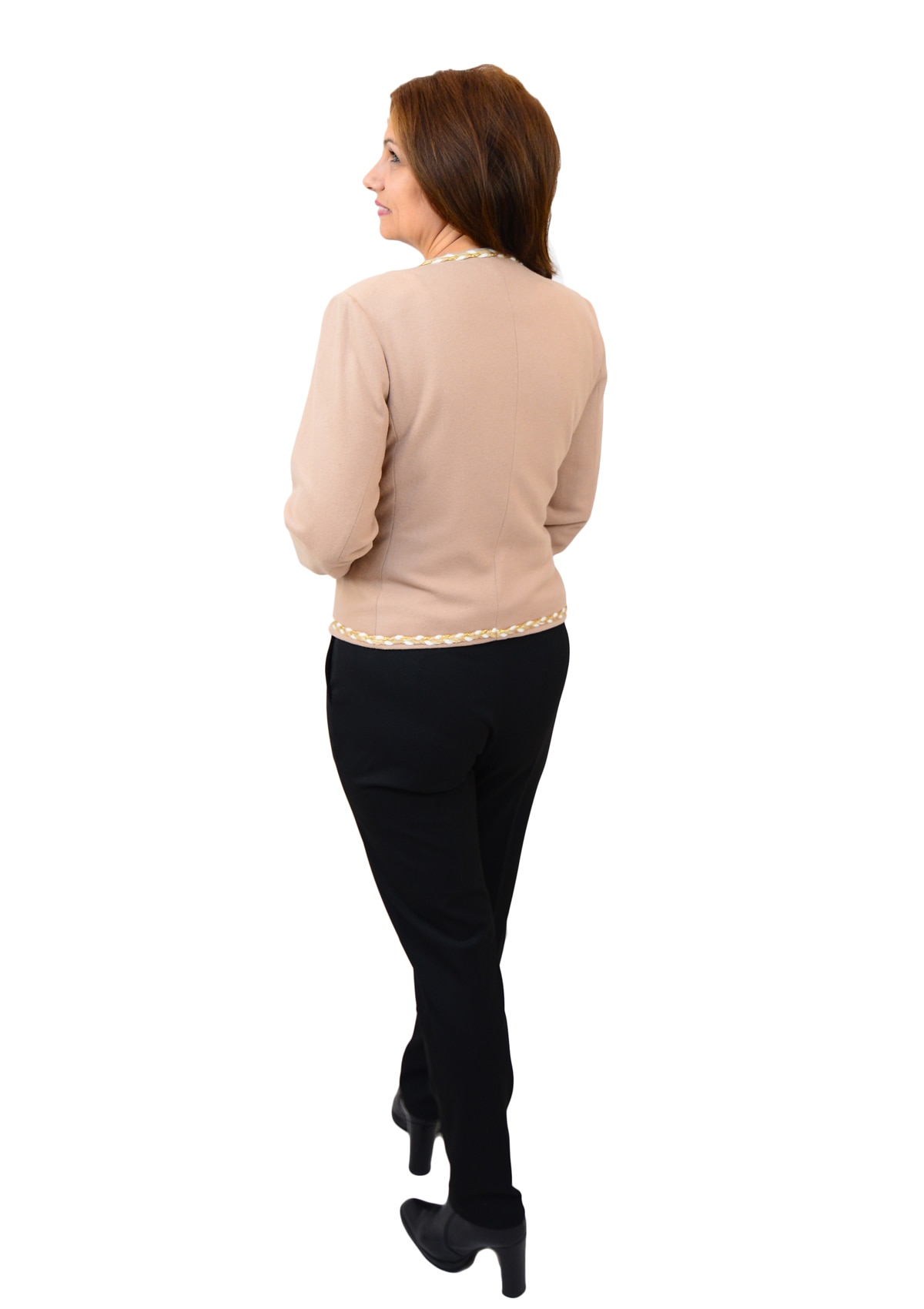 Sacou stofa tip Chanel, Lizzet, crem, 46 EU - eMAG.ro