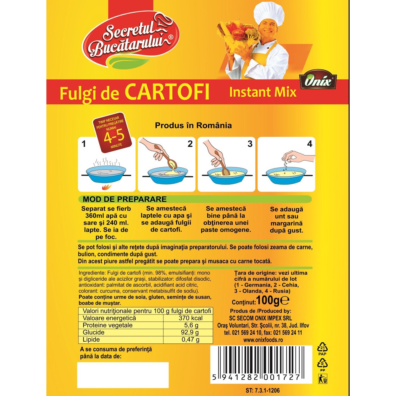 Fulgi cartofi Secretul Bucatarului 100g - eMAG.ro