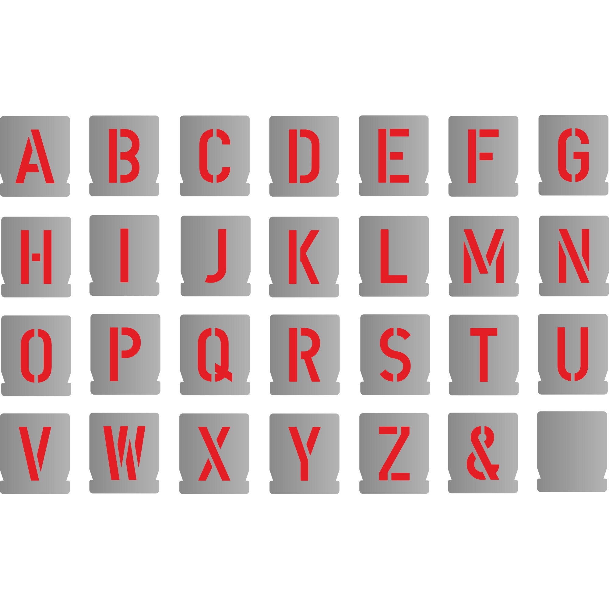 Set sabloane vopsire din metal zincat - font DIN 30mm - litere - 28 ...