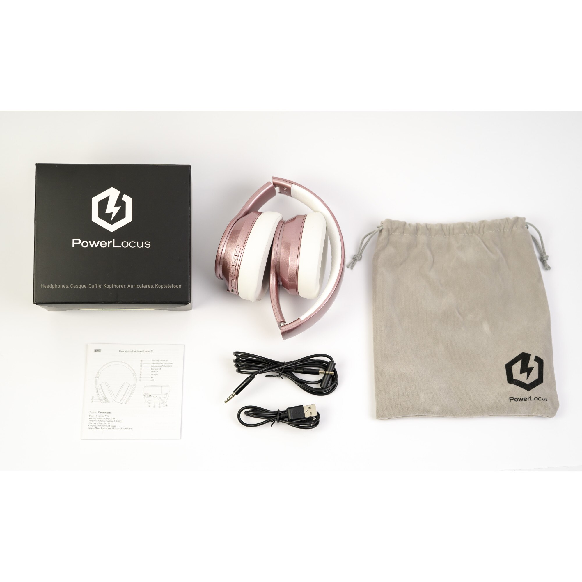 PowerLocus P6 Bluetooth fejhallgató,20 óralejátszási idő,, vezeték ...