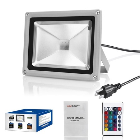 LED Прожектор Warmoon, 20 W, 2400 lm, RGB, Дистанционно, Водоустойчив ...