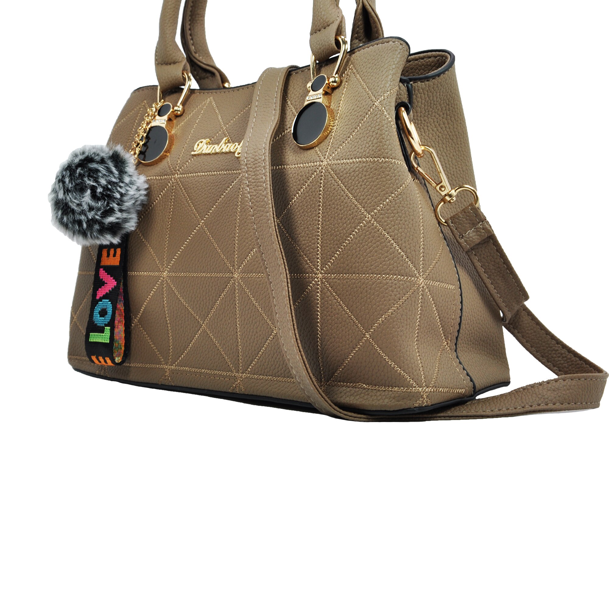 Geanta de piele cu bareta pentru umar, Danbaoly Abigail, Maro deschis ...