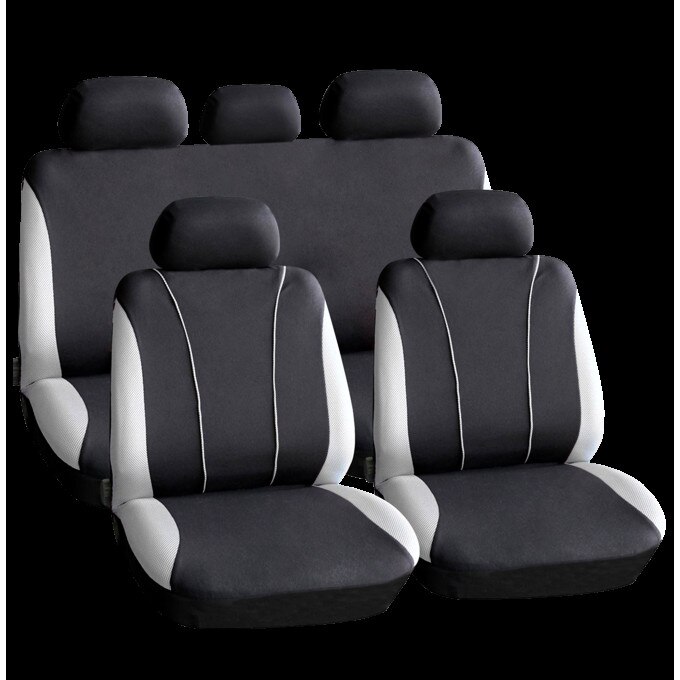 Set Huse Scaune Auto Universale, negru+gri, compatibil cu scaune cu ...
