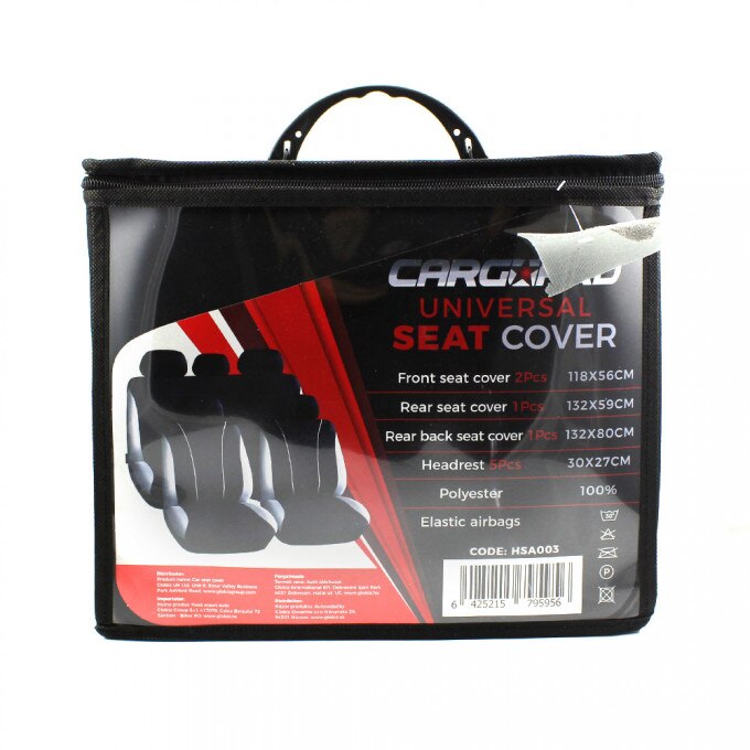 Set Huse Scaune Auto Universale, negru+gri, compatibil cu scaune cu ...