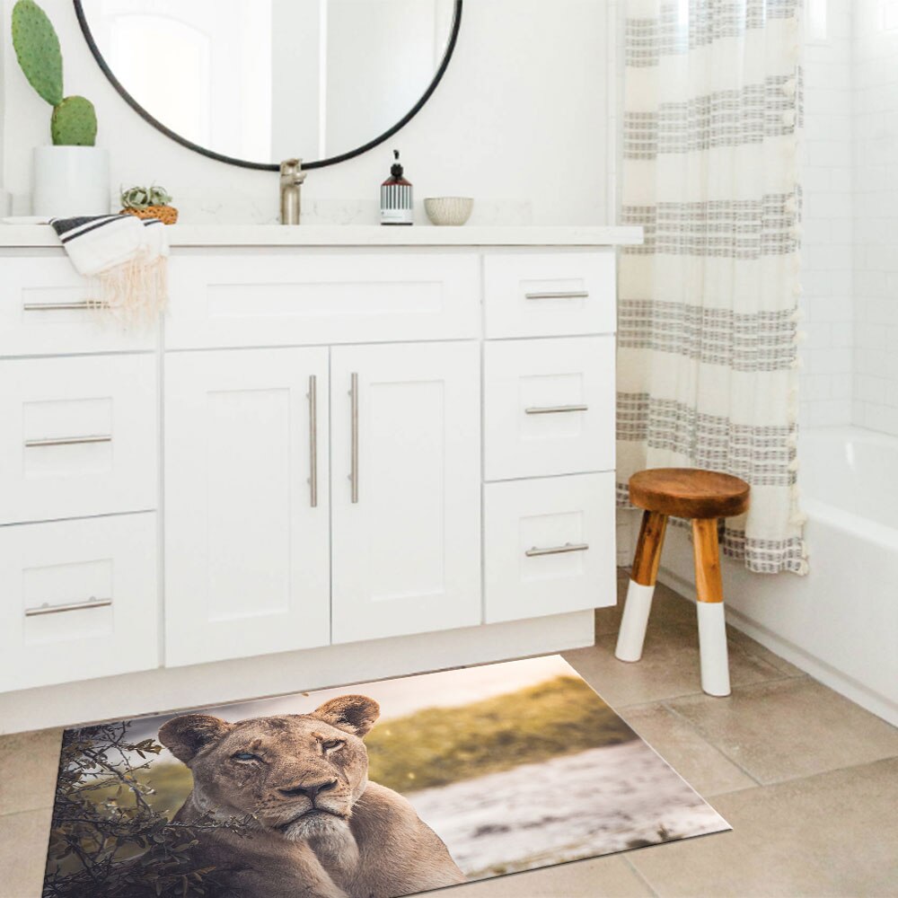 Covor Baie Impermeabil PVC Leu Langa Copac Art Factory, 50 x 70 cm ...