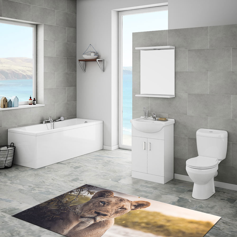 Covor Baie Impermeabil PVC Leu Langa Copac Art Factory, 50 x 70 cm ...