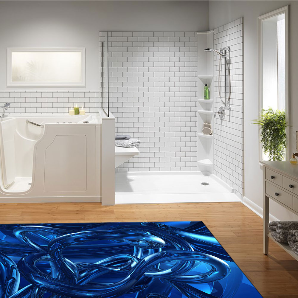 Covor Baie Impermeabil PVC Albastru Art Factory, 50 x 70 cm - eMAG.ro