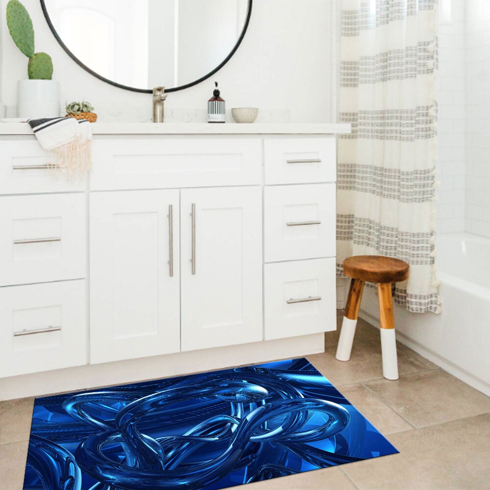 Covor Baie Impermeabil PVC Albastru Art Factory, 50 x 70 cm - eMAG.ro
