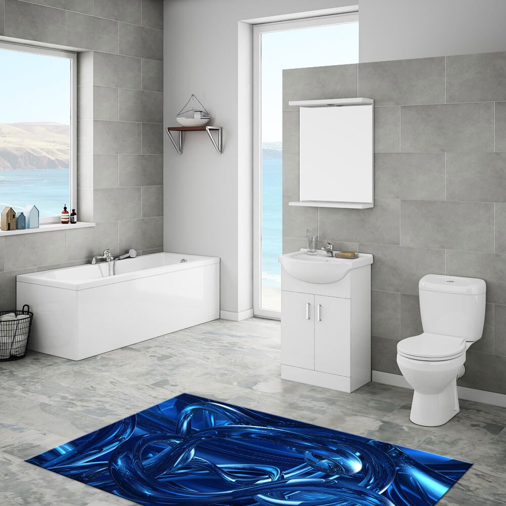 Covor Baie Impermeabil PVC Albastru Art Factory, 50 x 70 cm - eMAG.ro