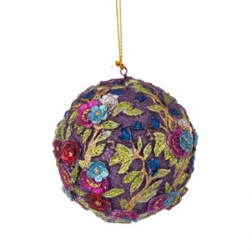 Glob de brad cu flori, colorat, plastic, 8 cm - eMAG.ro