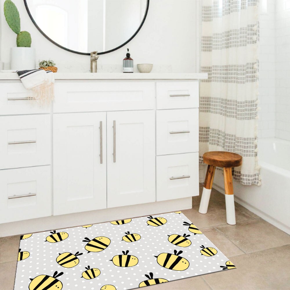 Covor Baie Impermeabil PVC Albinute pe fundal buline Art Factory, 70 x ...