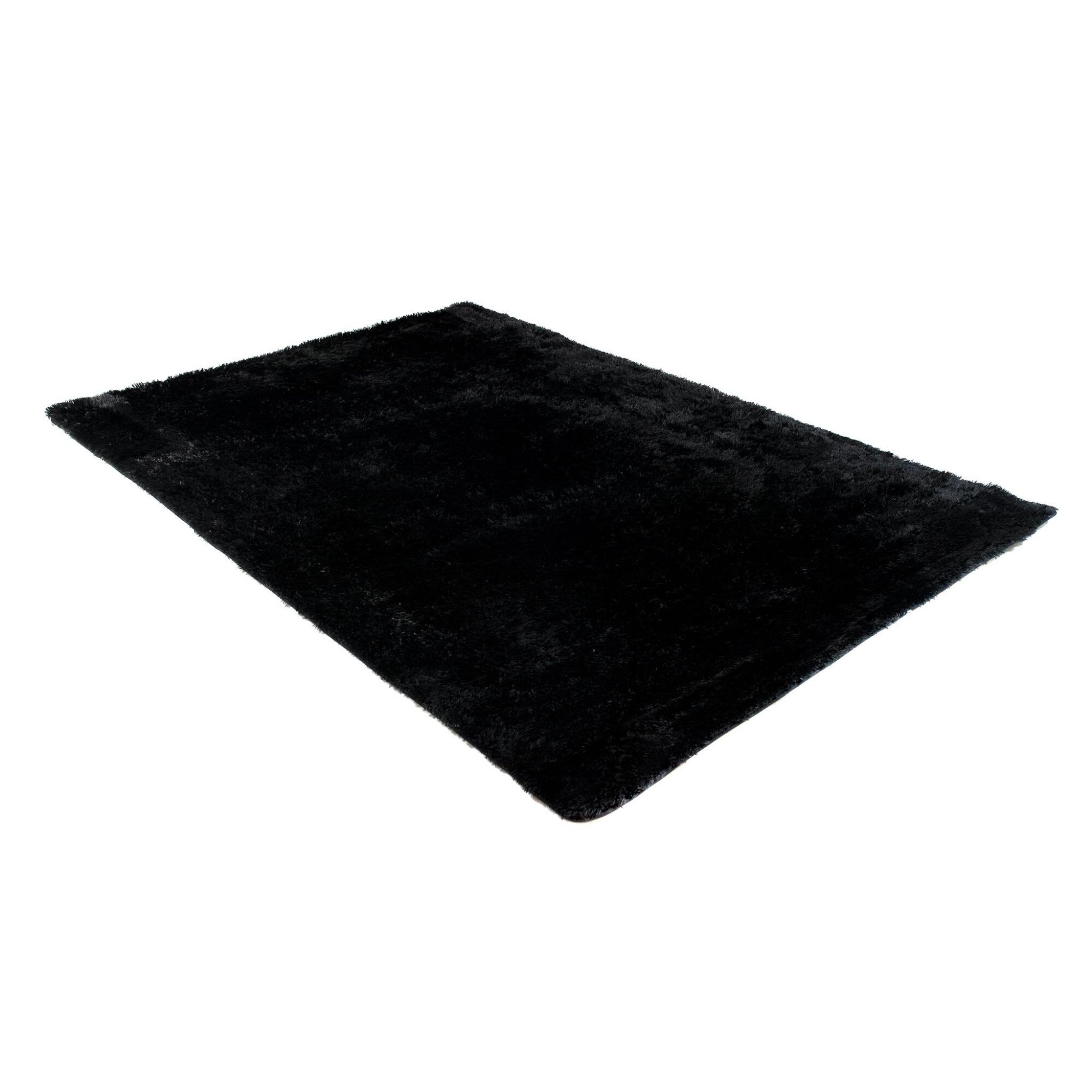 Covor Silk Modern Fluffy Plain Non Slip Chemex negru 80x150 - eMAG.ro