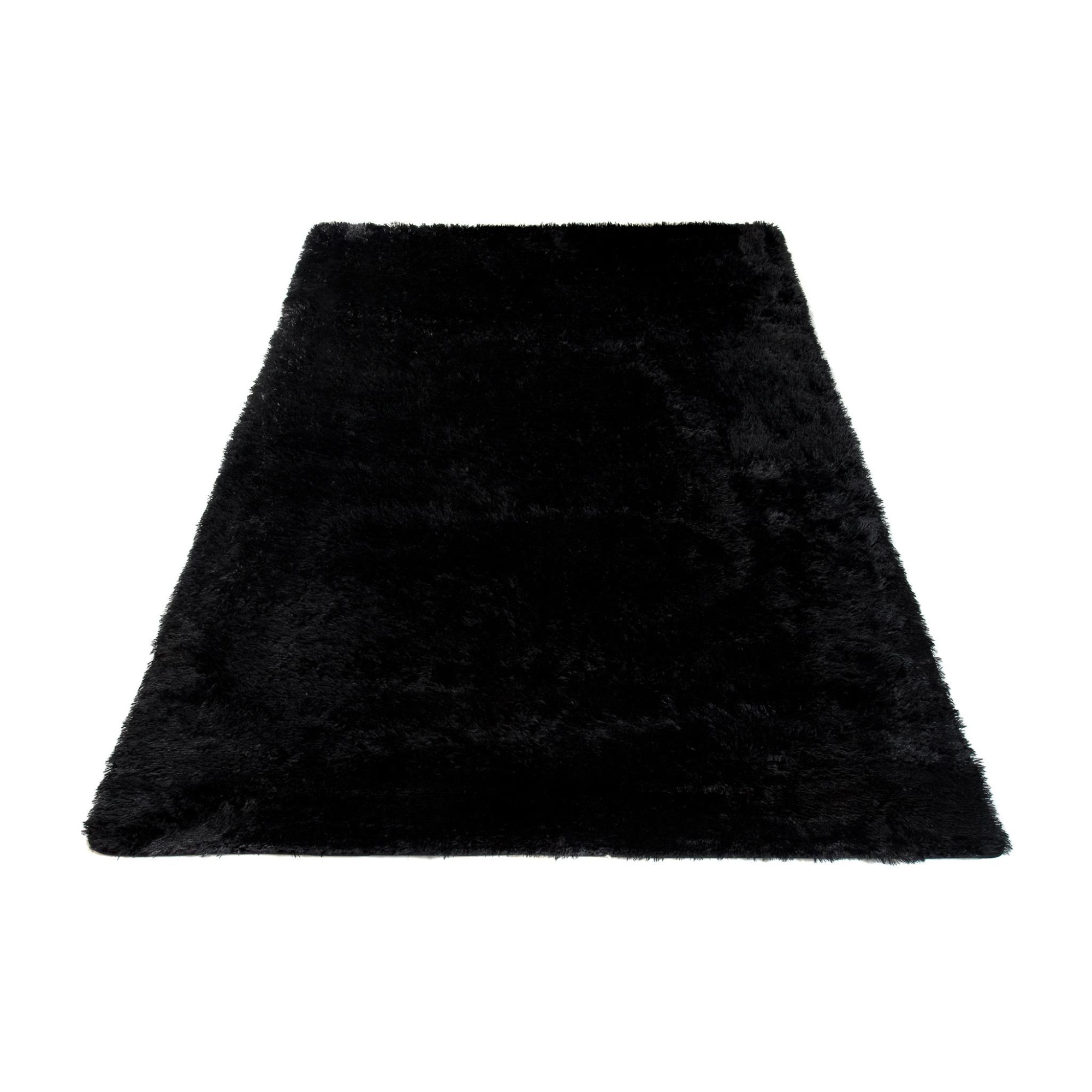 Covor Silk Modern Fluffy Plain Non Slip Chemex negru 80x150 - eMAG.ro