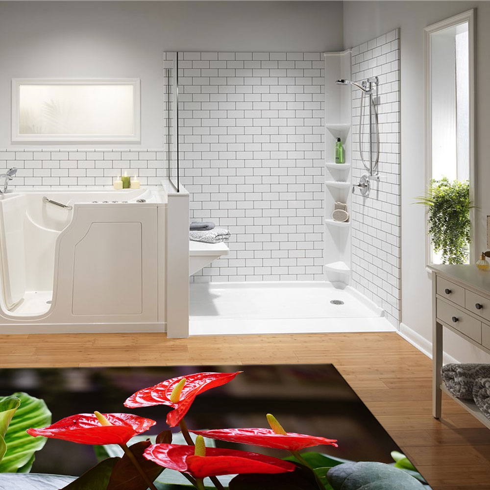 Covor Baie Impermeabil PVC Cala rosie Art Factory, 100 x 150 cm - eMAG.ro