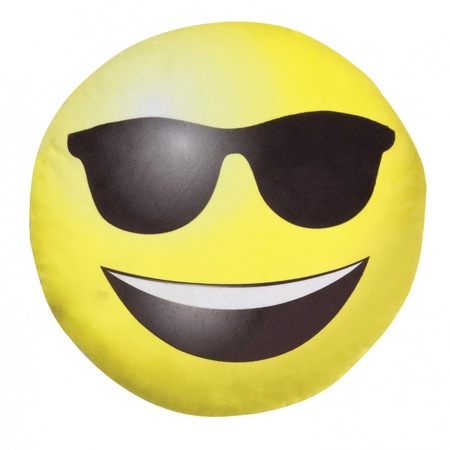 Jucarie de plus rotunda Emoji (Smiling Face With Sunglasses) 33 cm ...
