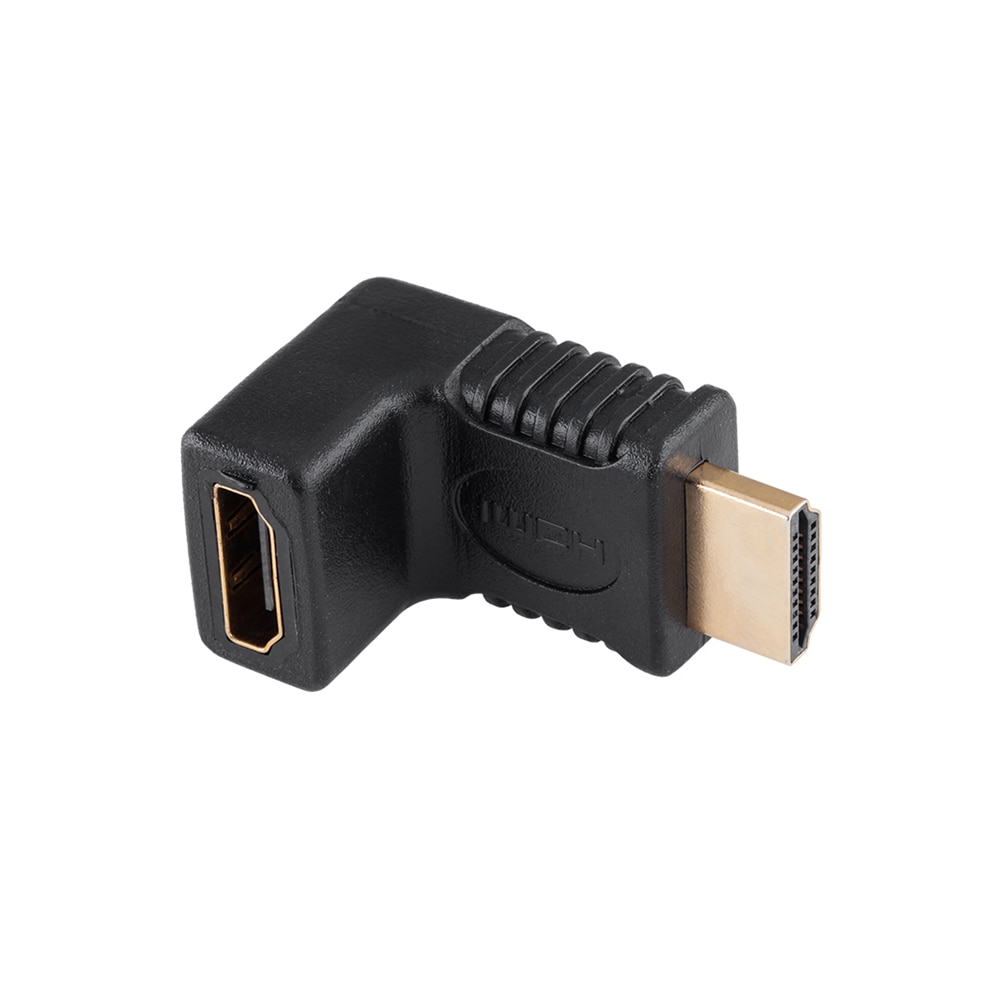 Преходник HDMI мъжки - HDMI женски, ъгъл 90 градуса, златни конектори ...
