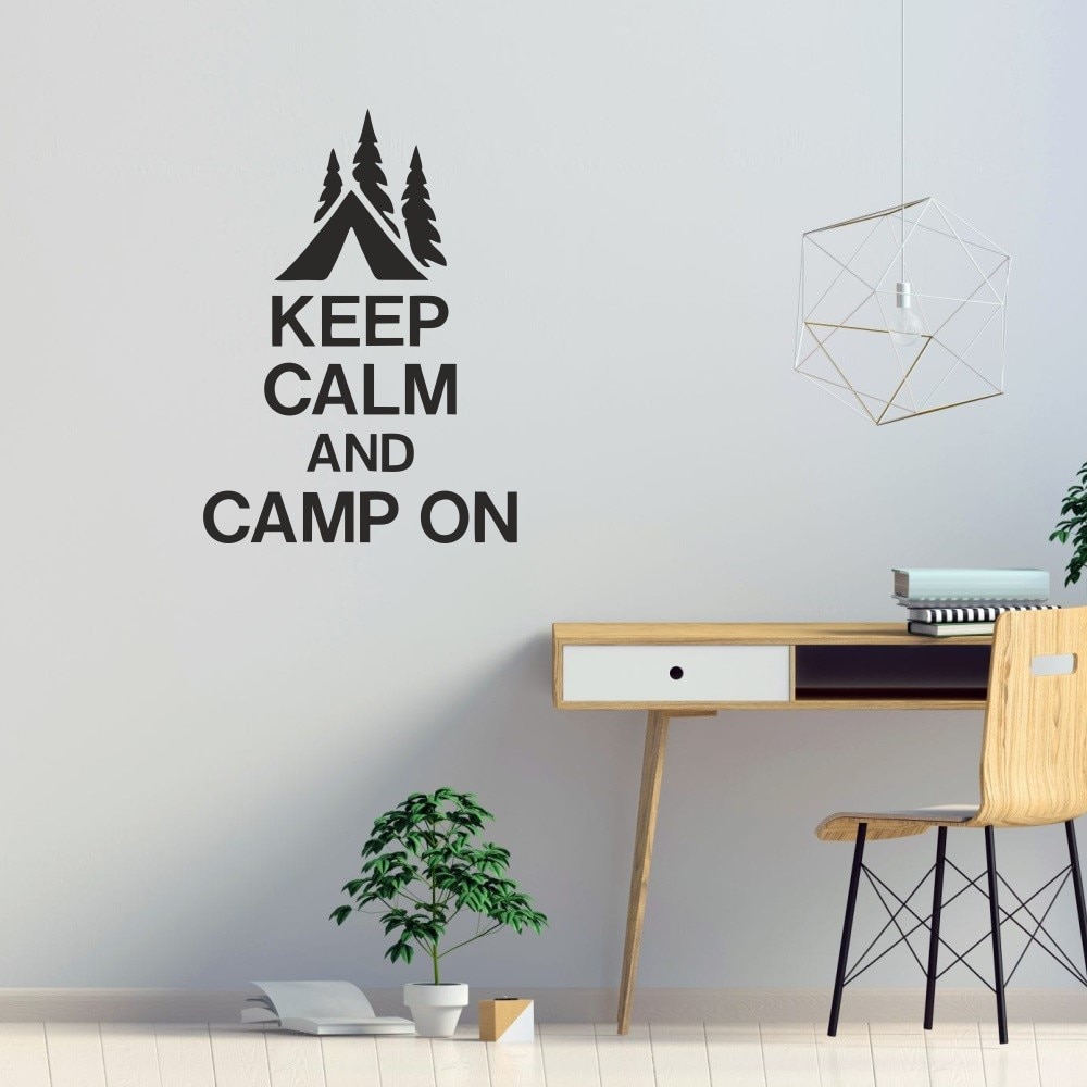 Декоративен стикер за стена, Keep Calm and Camp on, PVC стикер, 100 x ...