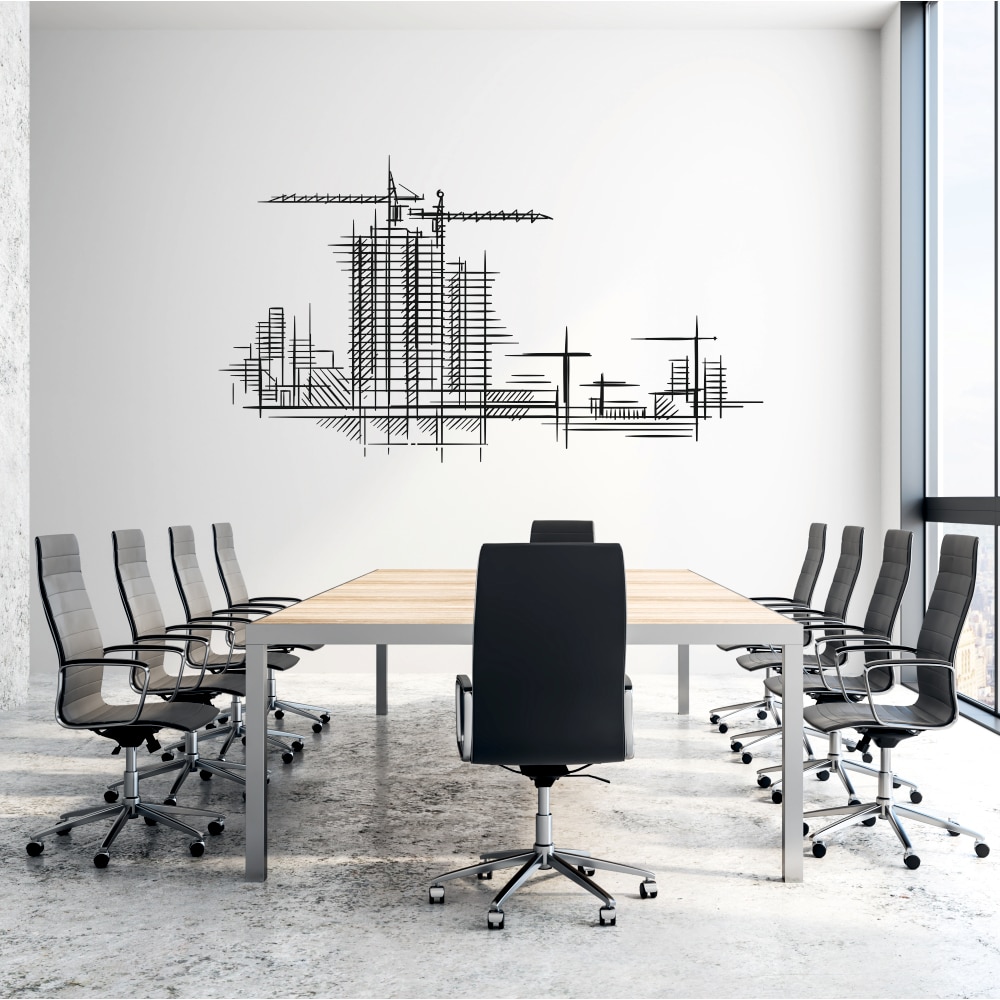 Modern dekoratív matrica, Kucru helyszínrajz, blokk és daru, PVC ...