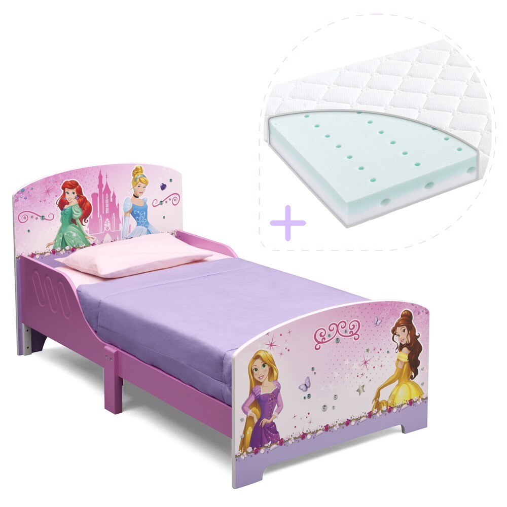 Set pat cu cadru din lemn Disney Princess Friendship si saltea pentru ...