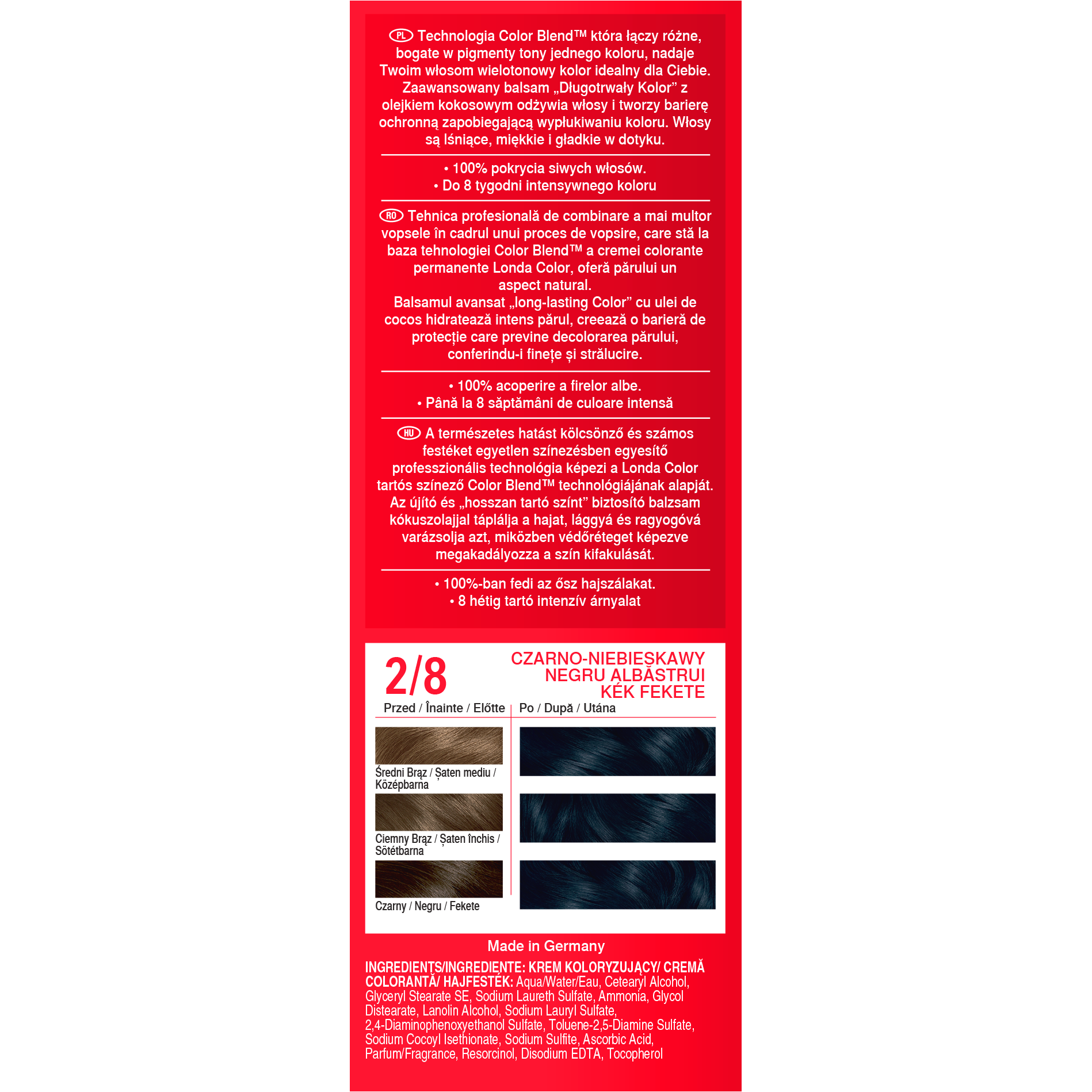 Vopsea de par permanenta Londa 2/8 Negru albastrui, 110ml - eMAG.ro