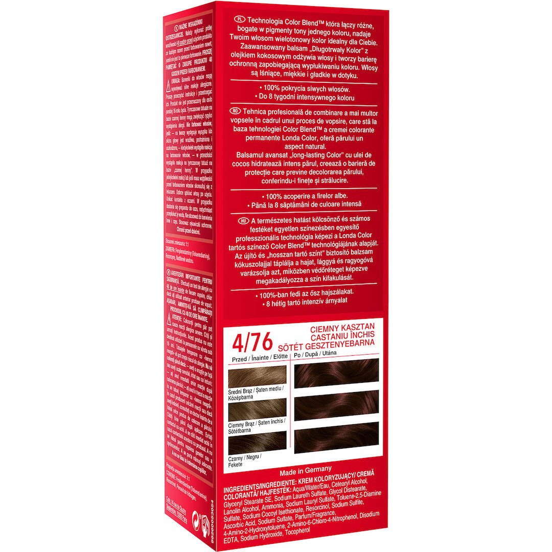 Vopsea de par permanenta Londa 4/76 Castaniu inchis, 110ml - eMAG.ro