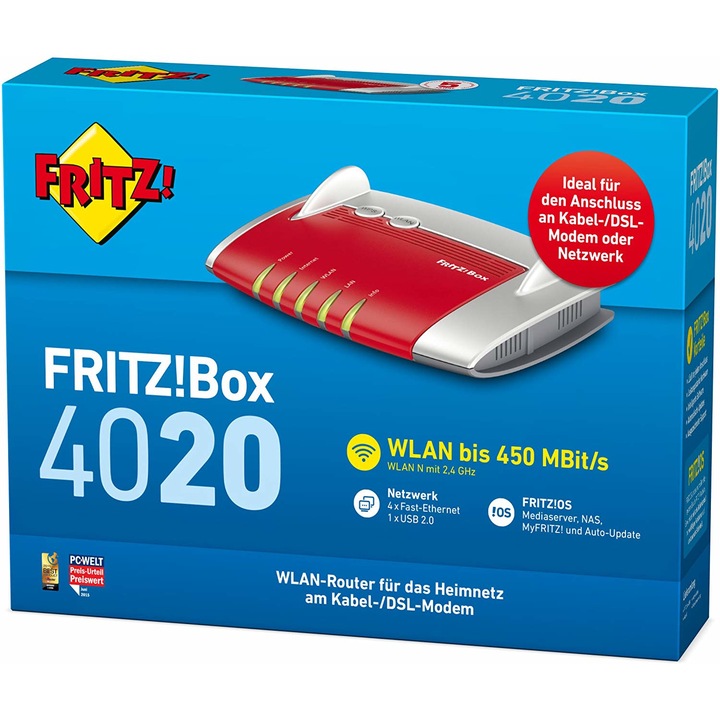Рутер FritzBox 4020, международна версия, 3G + 4G (LTE), Mesh - eMAG.bg