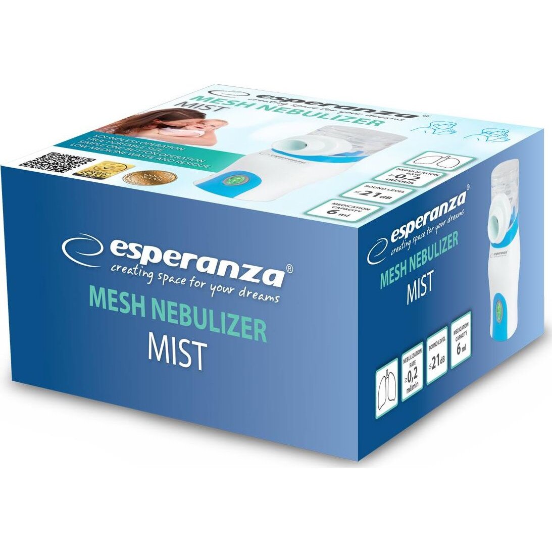 Inhalator Esperanza MIST ECN005, Alb/Albastru - eMAG.ro