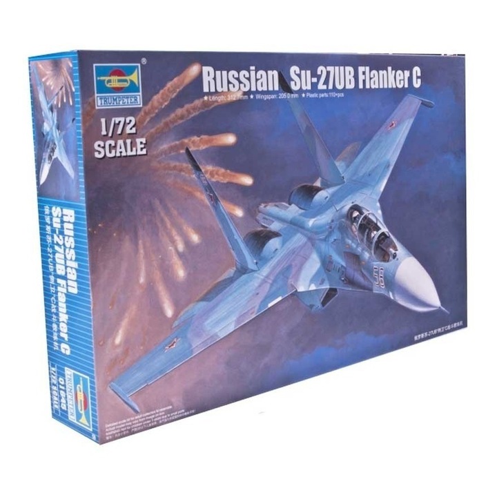 Kit de construit avion Sukhoi Su-27 Flanker, Lungime 23cm, Scara 1 72 ...