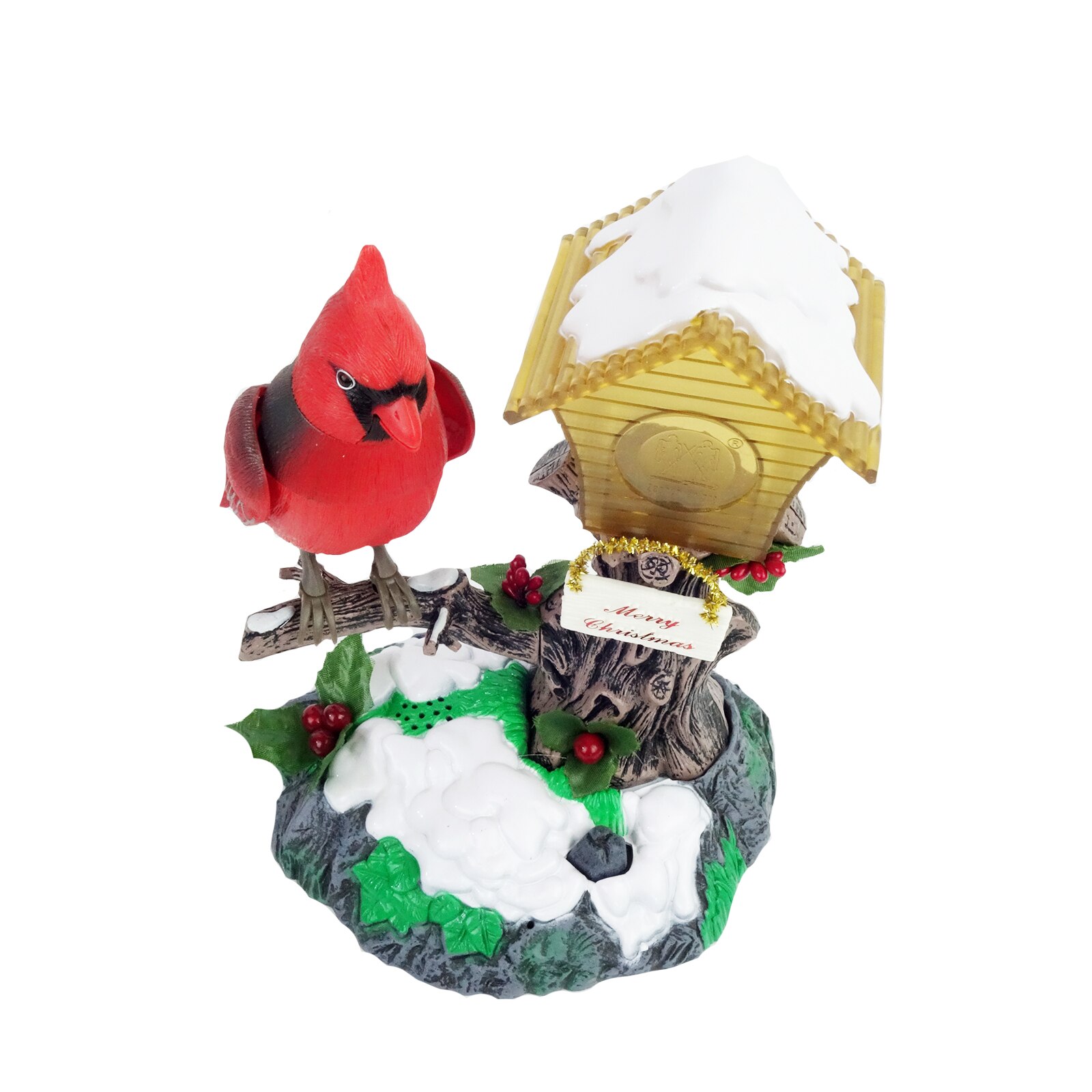 Decoratiune din pvc cu papagal, muzica de Craciun si luminite, rosu, 20 ...