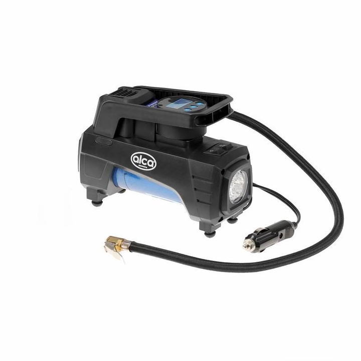 Compresor aer auto 12V, cu lanterna si manometru digital iluminat ...