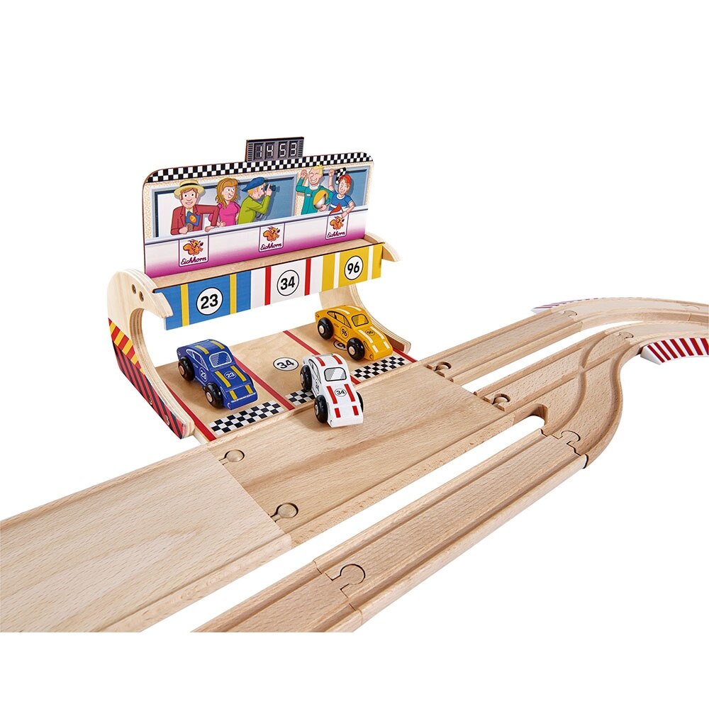 Pista de masini din lemn Eichhorn Porsche Racing cu 3 masinute - eMAG.ro