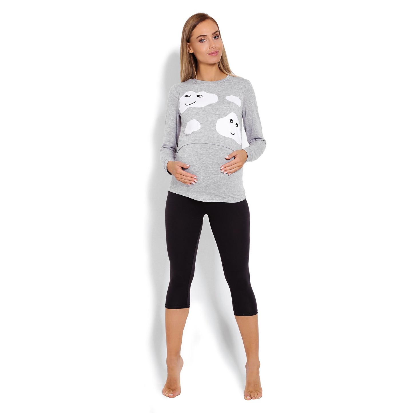 Pijama pentru alaptat, Work, gri cu norisori L-XL - eMAG.ro